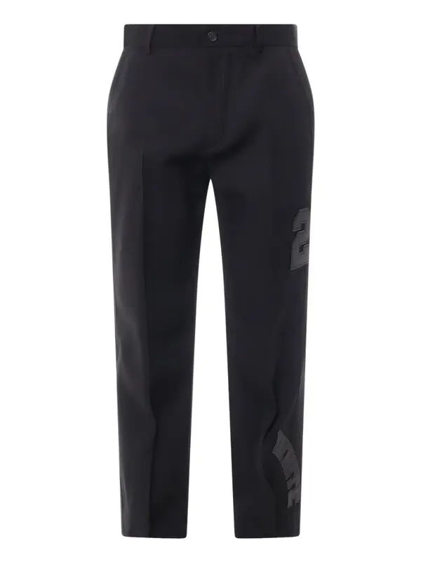 Off-White Logo Embroidered Straight Leg Trousers - Black