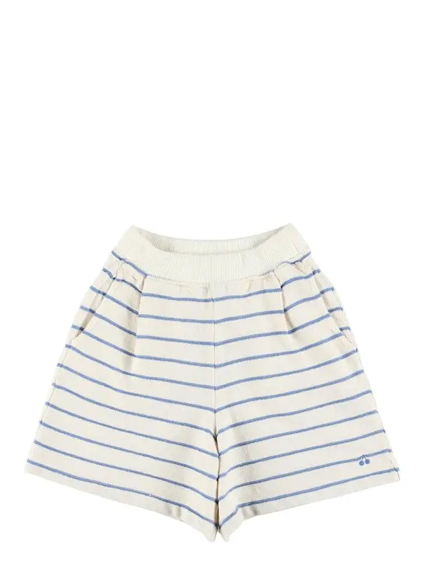 Bonpoint Striped Cotton Shorts - Beigeblue