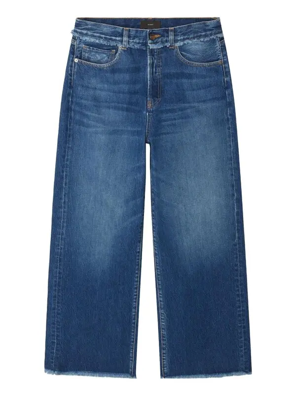Alanui Fringed Relaxed Fit Denim Pants - Dark Wash Blue Denim