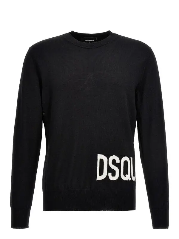 Dsquared2 Jacquard Logo Crewneck Sweater - Black