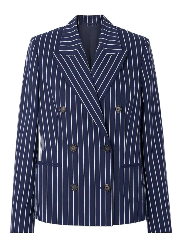 Brunello Cucinelli Double-breasted Striped Blazer - Navy Blue