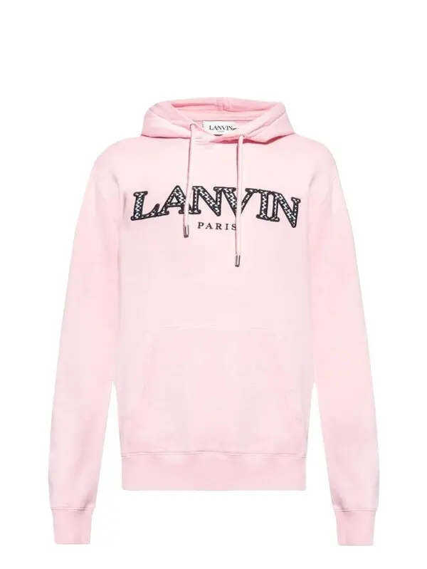 LANVIN Embroidered Logo Cotton Hoodie - Pink