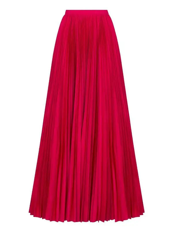 Dior Pleated Maxi Skirt - Red