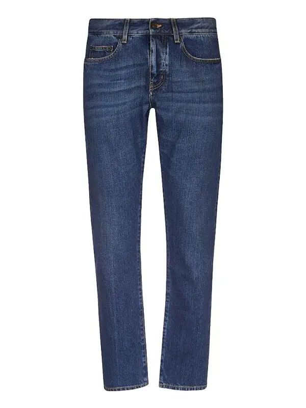 Saint Laurent Cotton Straight Jeans - Blue