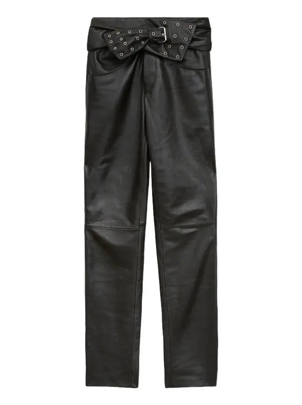 Isabel Marant Étoile Chazia" Belted Leather Trousers - Black