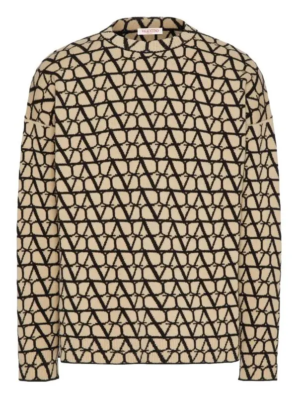 Valentino Garavani Toile Iconographe Crewneck Jumper - Beige/black