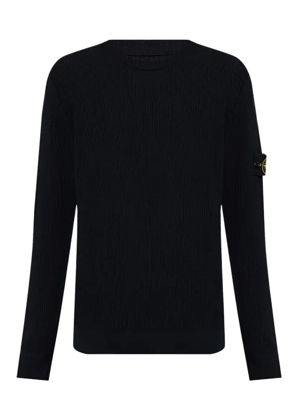 Stone Island Logo Patch Knitted Jumper - Navy Blue
