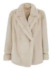 TWINSET Faux Fur Double-breasted Coat - Nude