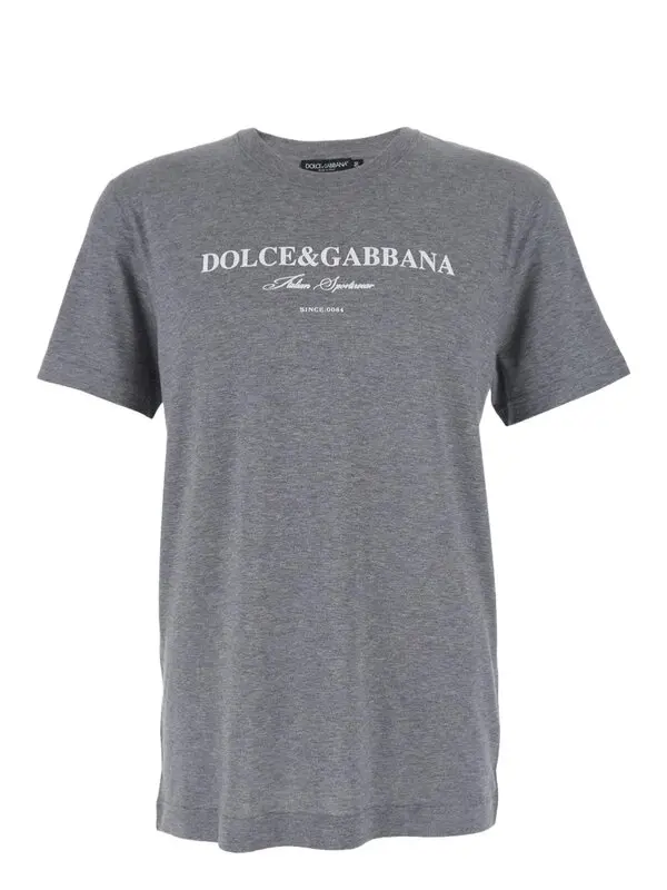 Dolce & Gabbana Dolce Gabbana Logo Printed Crewneck T-shirt - Gray