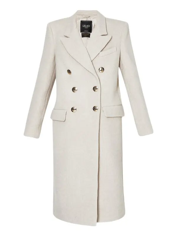 Liu Jo Double Breasted Coat With Notched Lapel - Grey