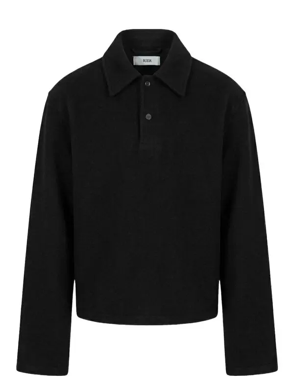 RIER Collared Long-sleeved Polo Shirt - Black