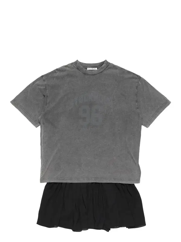 Acne Studios Graphic Print Layered T-shirt Dress - Gray