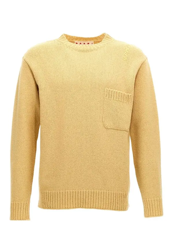 Marni Logo-embroidered Knitted Jumper - Yellow