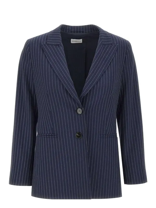 Marella Striped Blazer - Black