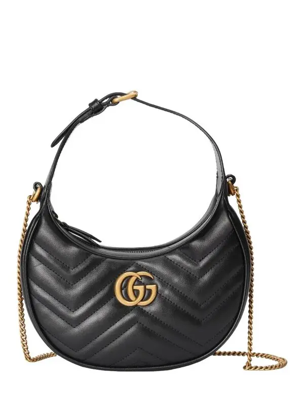 Gucci Gg Marmont Half-moon Mini Bag - Black