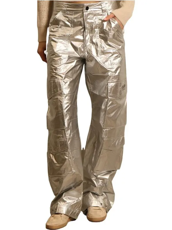 GOLDEN GOOSE Silver Technical Fabric Cargo Pants - Gray