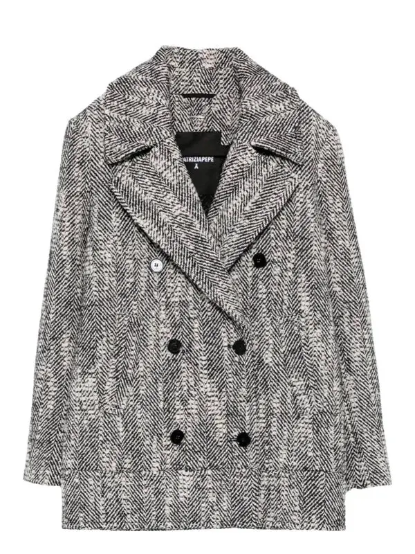 Patrizia Pepe Chevron Double-breasted Coat - Gray