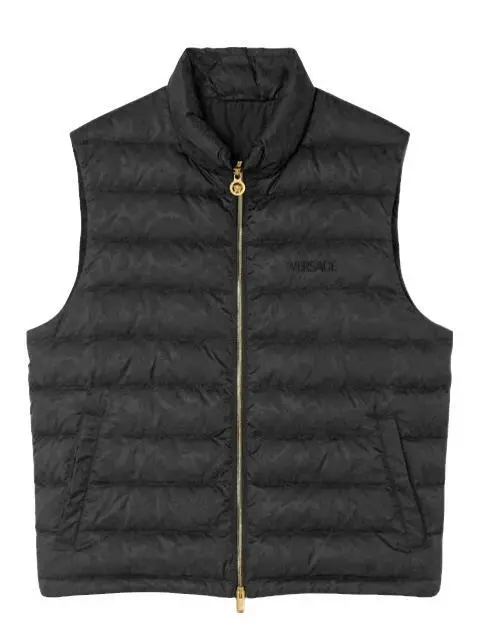 Versace Stand Collar Puffer Vest - Black
