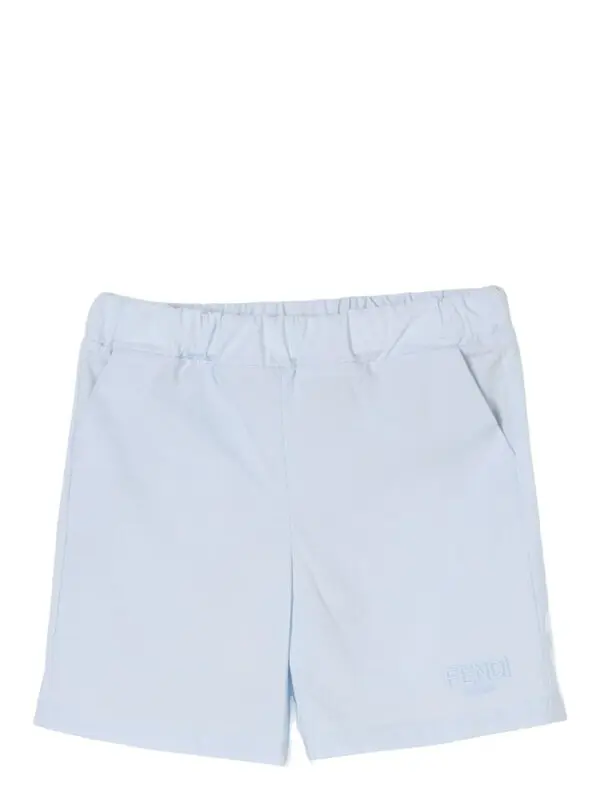 Fendi Logo Embroidered Poplin Shorts - Blue