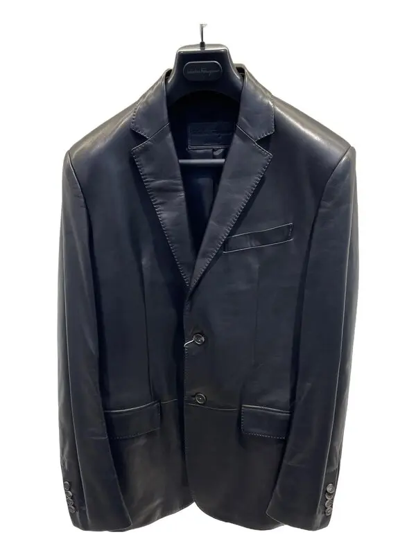 FERRAGAMO Leather Blazer - Black