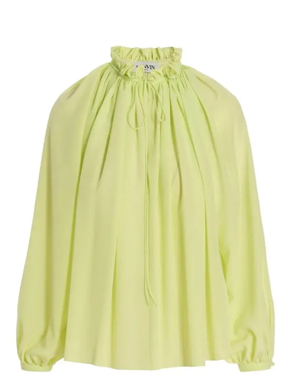 LANVIN High-neck Pleated Long-sleeve Blouse - Yellow