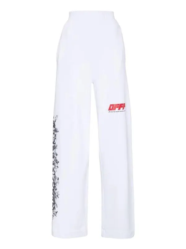 Off-White Logo Print High Waist Sweatpants - White