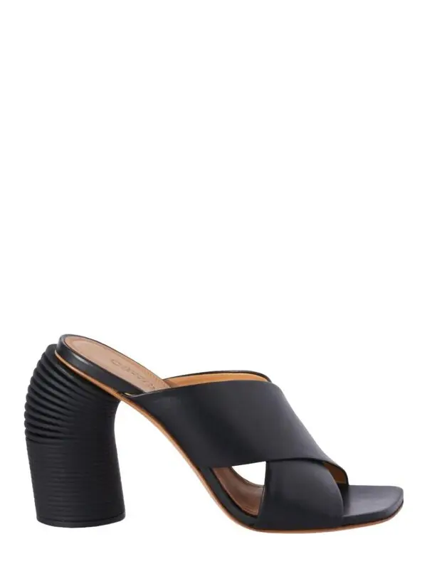 Off-White Crossover Strap Heeled Mules - Black