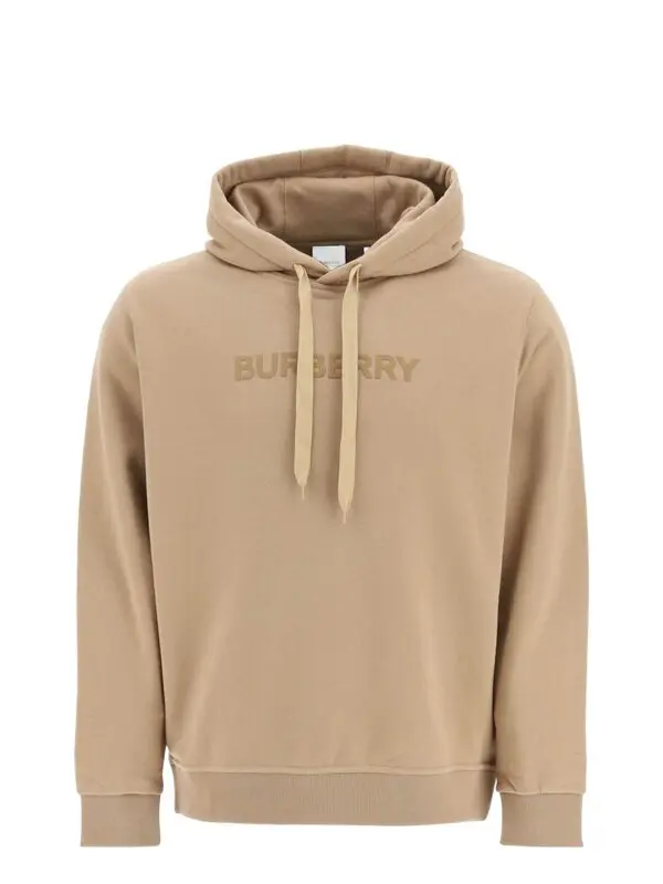 Burberry Logo Detailed Drawstring Hoodie - Nude