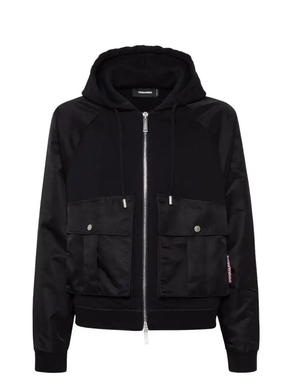 Dsquared2 Cropped Relaxed Fit Utility Hoodie - Black