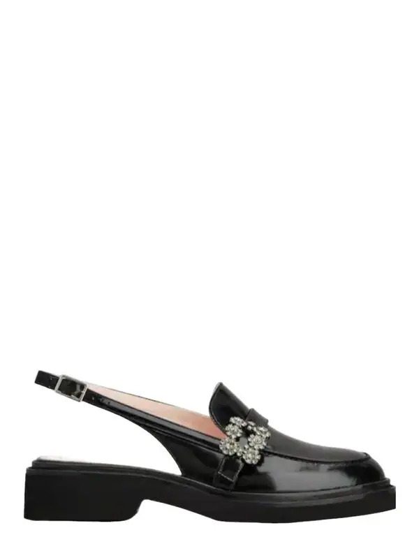 ROGER VIVIER Viv Rangers Slingback Flats With Crystal Buckle - Black