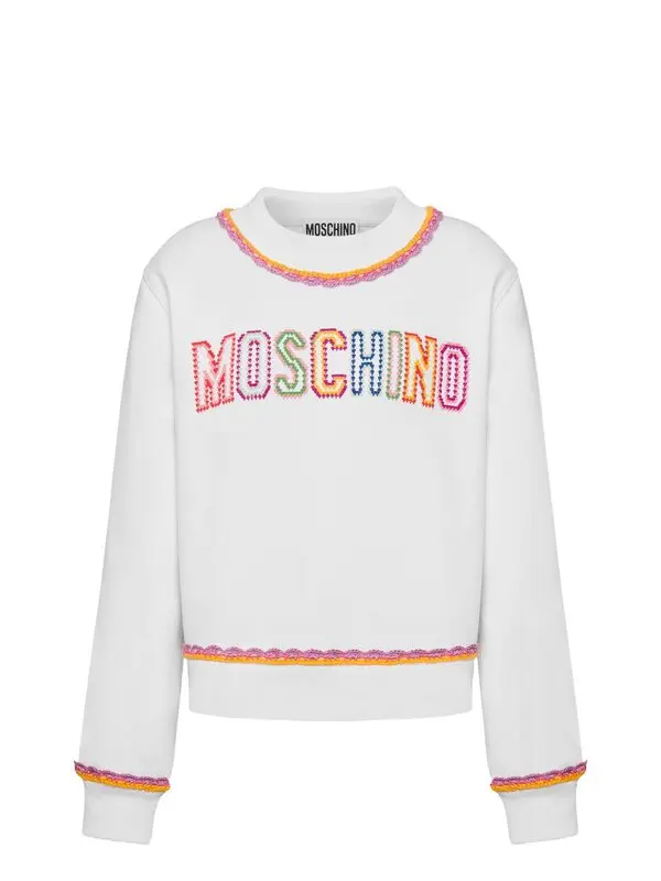 Moschino Macramé-trim Cotton Sweatshirt - White