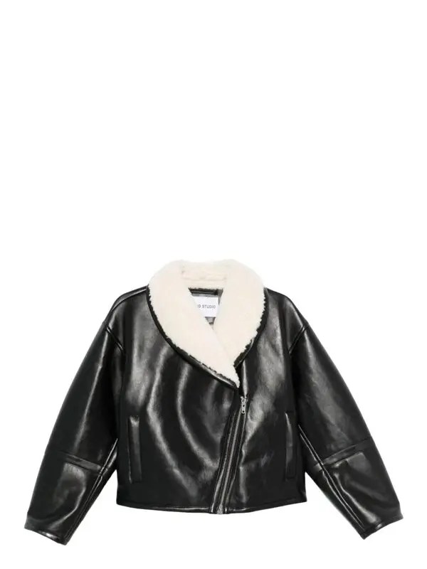 STAND STUDIO Faux-leather Biker Jacket With Shawl Collar - Black
