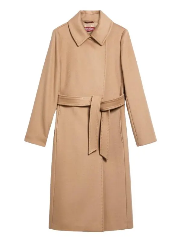 Max Mara Double-breasted Belted Wool Coat - Nude