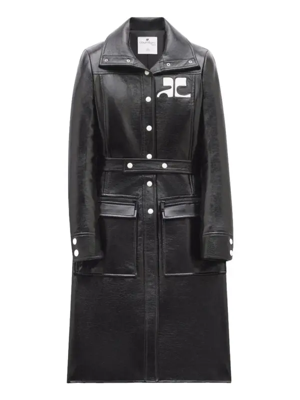 COURREGES Belted Midi Trench Coat - Black