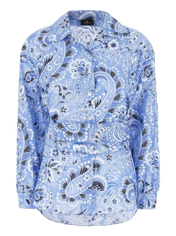 Etro Paisley Printed Belted Shirt - Blue