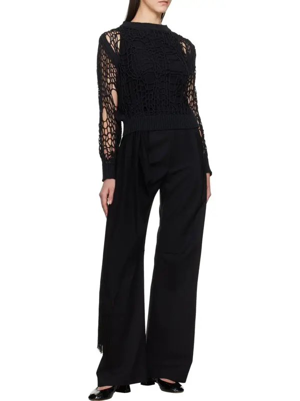 MAISON MARGIELA Open Knit Crewneck Sweater - Black