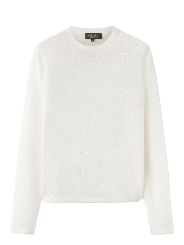 Loro Piana Round Neck Long Sleeve Sweater - White