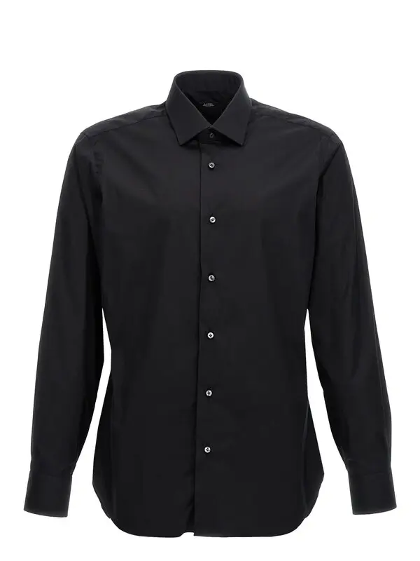 BARBA NAPOLI Classic Poplin Dress Shirt - Black