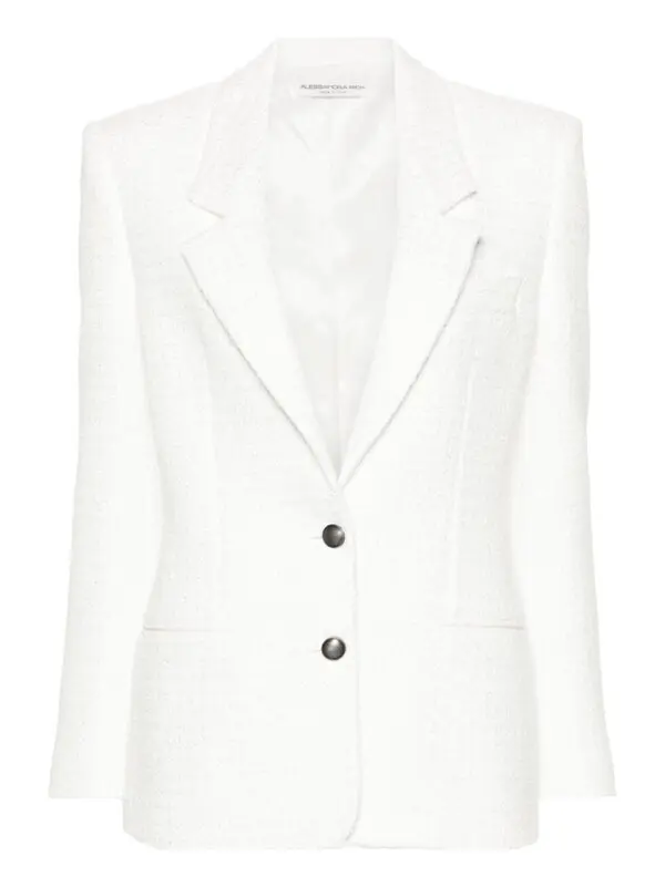 Alessandra Rich Single-breasted Bouclé Blazer - White