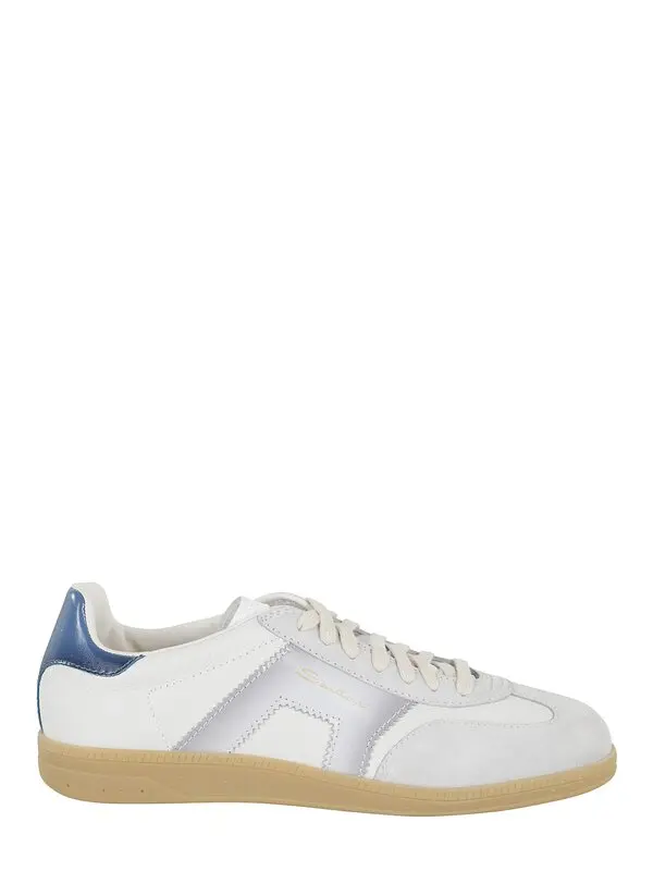 Santoni Colorblock Paneled Lace-up Sneakers - White