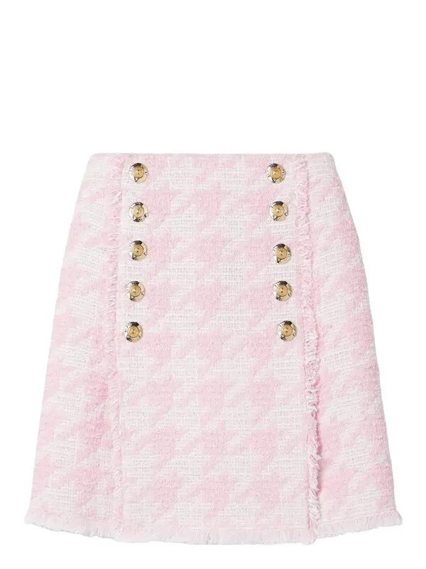 Balmain Buttoned Tweed Mini Skirt - Pink