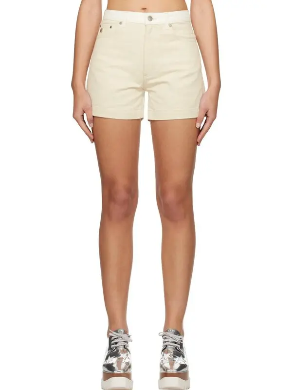 Stella McCartney Logo Patch Denim Shorts - White