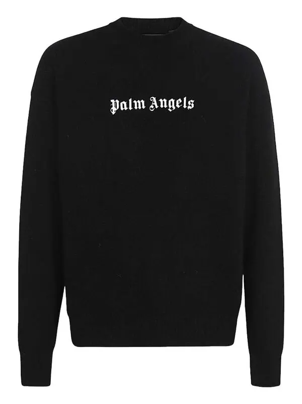 Palm Angels Logo Embroidered Crewneck Jumper - Black