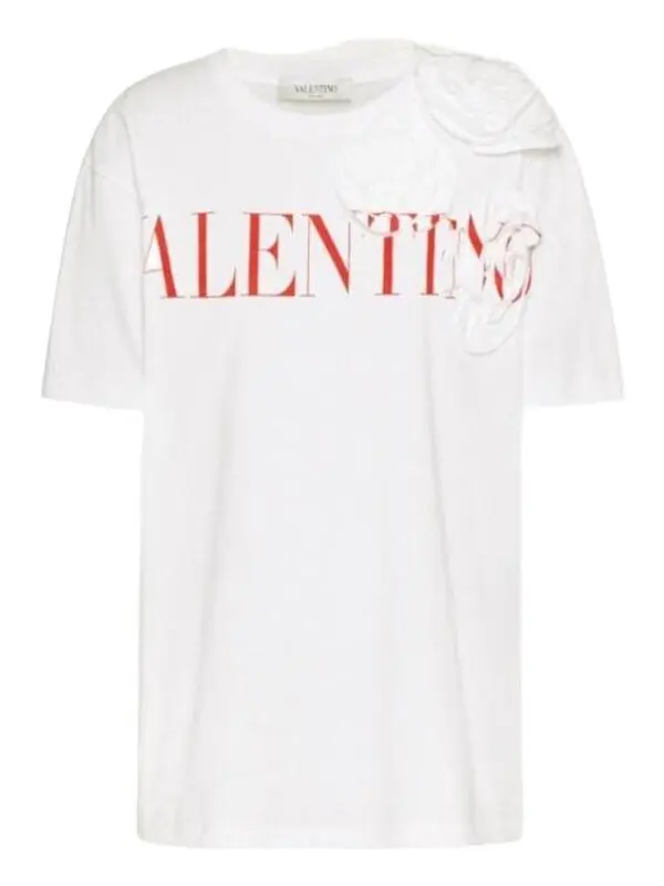 Valentino Garavani Rose Blossom Logo Print T-shirt - White