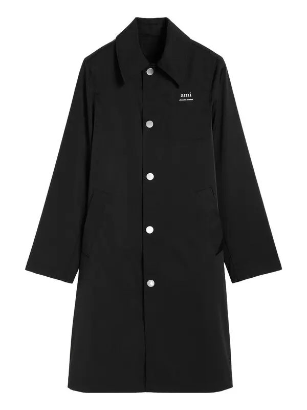 Ami Technical Twill Raincoat - Black