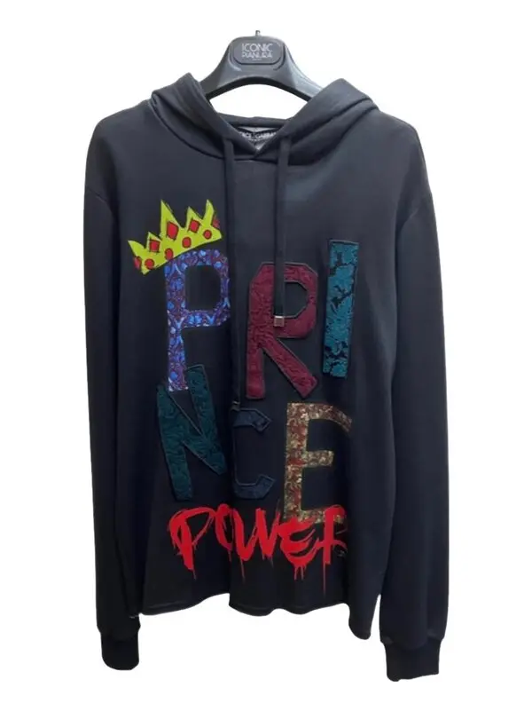 Dolce & Gabbana Letter Patch Hooded Sweatshirt - Black