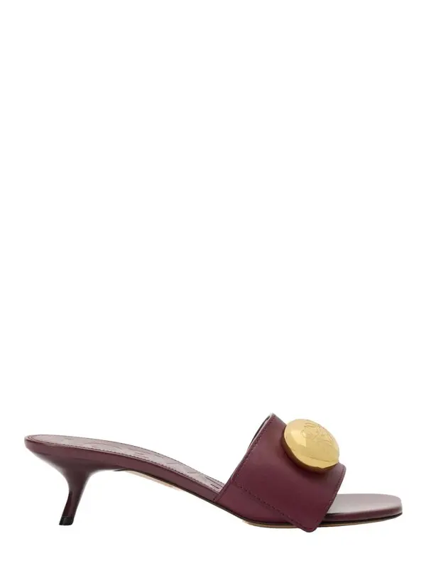Loewe Pebble Logo Embossed Sandals - Burgundy