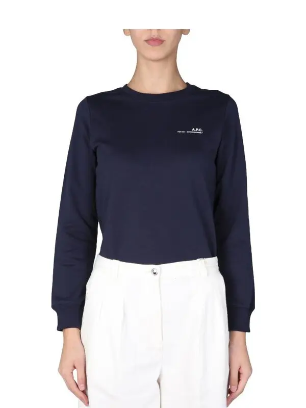 A.p.c. Logo Print Cotton Sweatshirt - Black