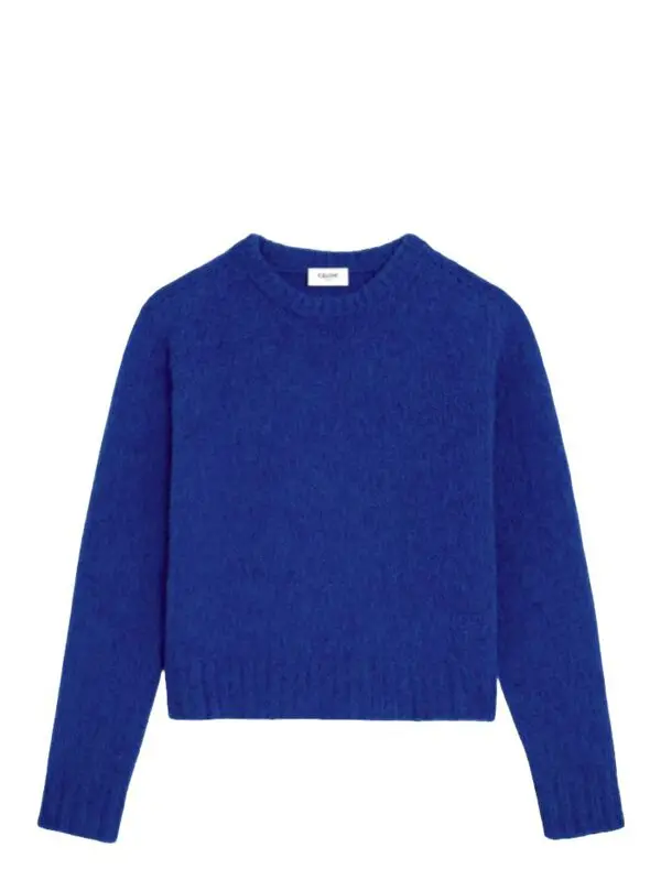 Celine Shetland Wool Crewneck Sweater With Triomphe Embroidery - Blue