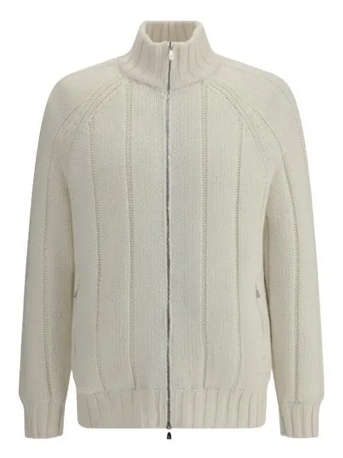 Brunello Cucinelli Ribbed Zip-front Cashmere Cardigan - Gray